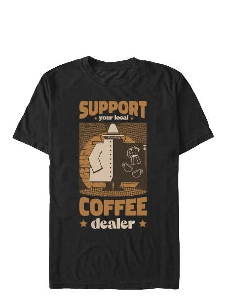 LOST GODS Local Coffee Dealer Short Sleeve Graphic T-shirt - Black