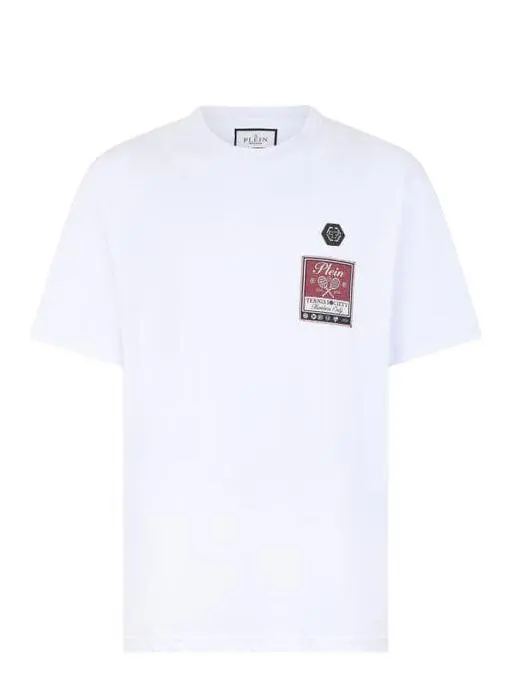 Philipp Plein Round Neck T-shirt Tennis Society Label - White