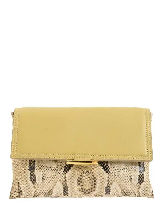 WANDLER Ida Trio Colorblock Leather Clutch - Island Python Mix