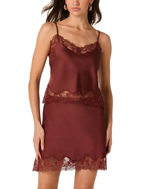 Astr The Label Yulissa Lace Trim Camisole - Rust