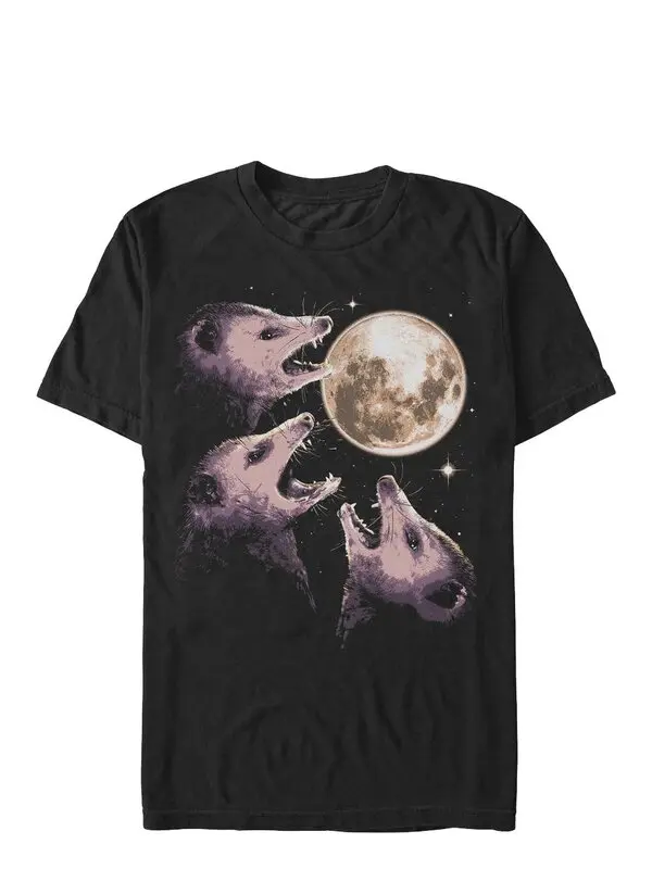 LOST GODS Opossums Moon Call Short Sleeve Graphic T-shirt - Black