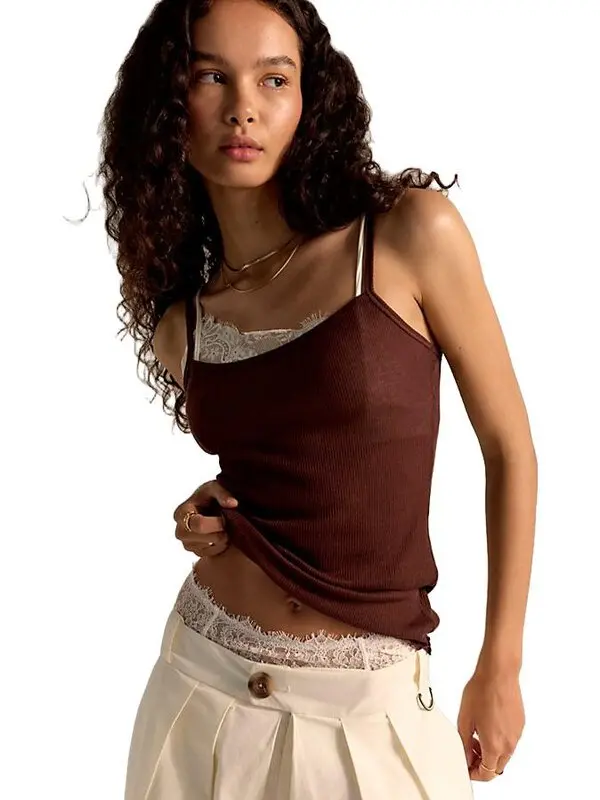 Free People Barely Bare Rib Cami - Tree Roots