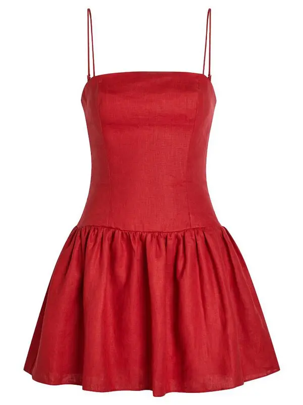 Faithfull The Brand Uma Linen Mini Dress - Red