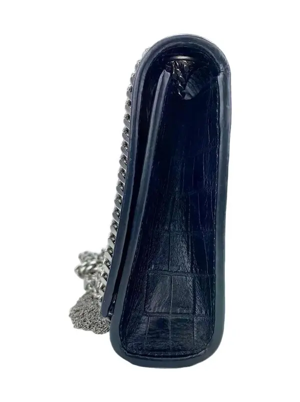 Saint Laurent Crocodile Effect Shoulder Bag - Black