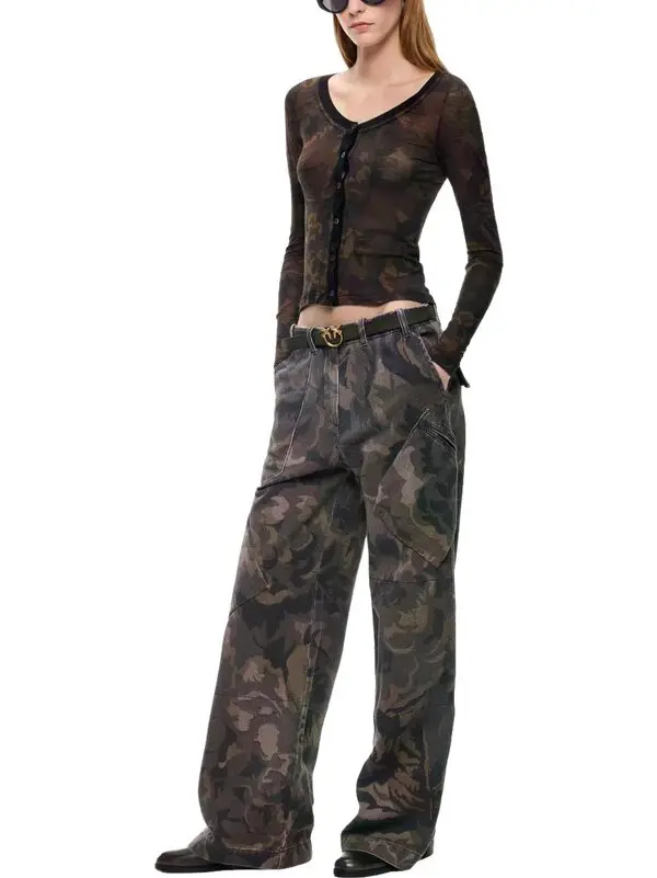 Pinko Floral-print Long-sleeve Cardigan - Brown