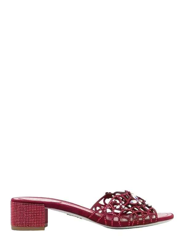Rene Caovilla Crystal-embellished Mules - Red