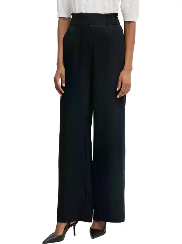 MORGAN Elasticated Waistband Wide-leg Trousers - Blue