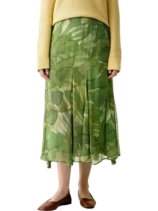 PEDRO DEL HIERRO Leaf-pattern Midi Skirt - Green