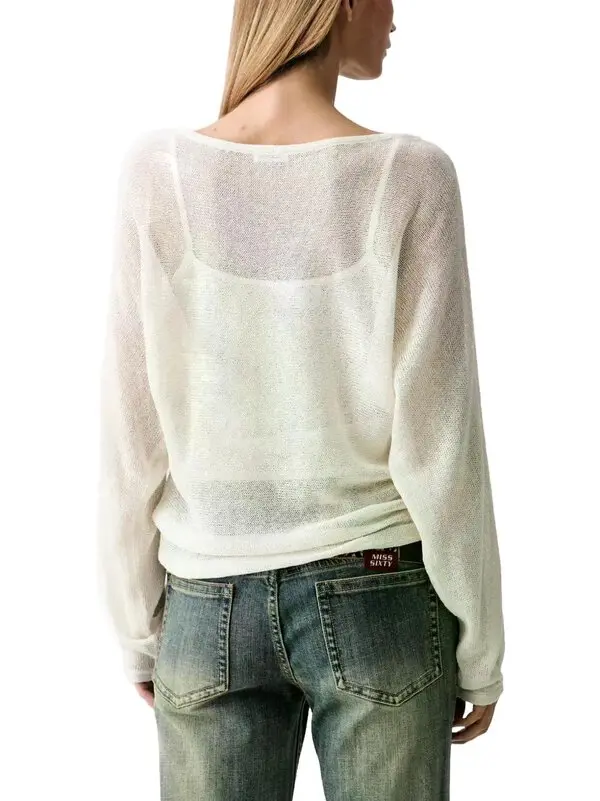 Miss Sixty Cherry Print Batwing Sleeve Sweater - White