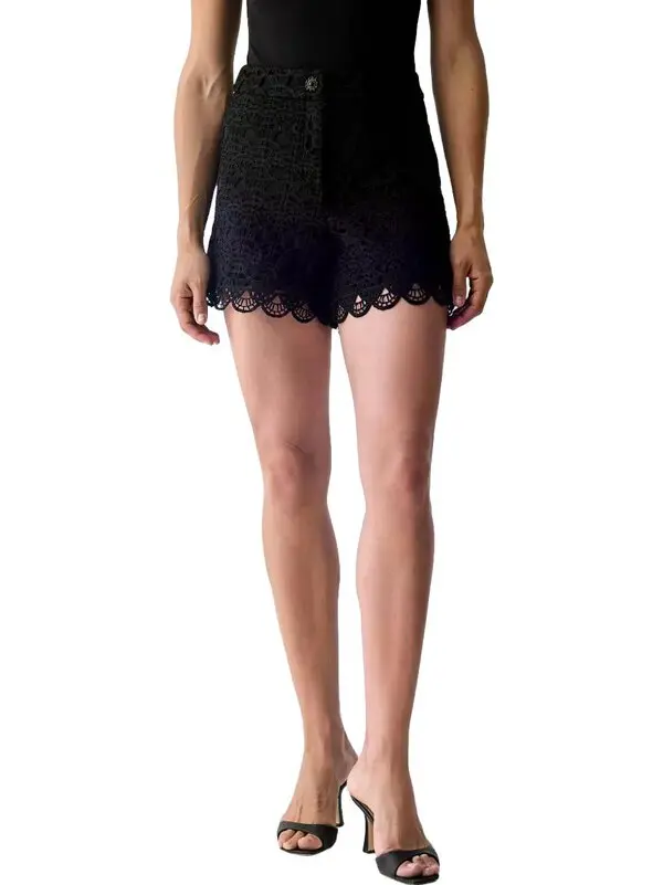 MORGAN Scalloped Edge Shorts - Black