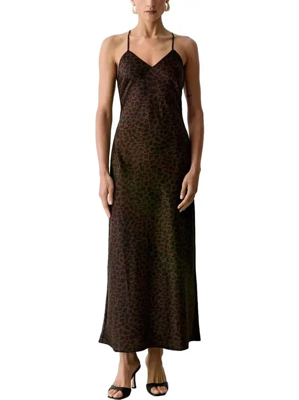 MORGAN Leopard-print Backless Maxi Dress - Brown