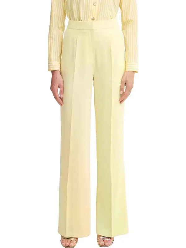 MORGAN Pleated Wide Leg Trousers - Yellow