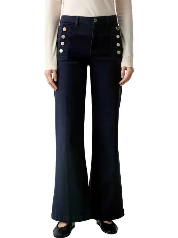 VICOLO Button-detail Flared Jeans - Blue
