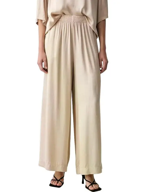 VICOLO Elasticated Palazzo Pants - Neutrals