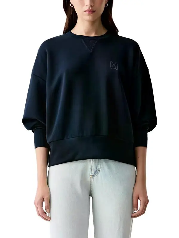 MOS MOSH Logo Embroidered Crewneck Sweatshirt - Blue