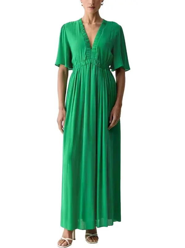 MORGAN Pleated Maxi Dress - Green