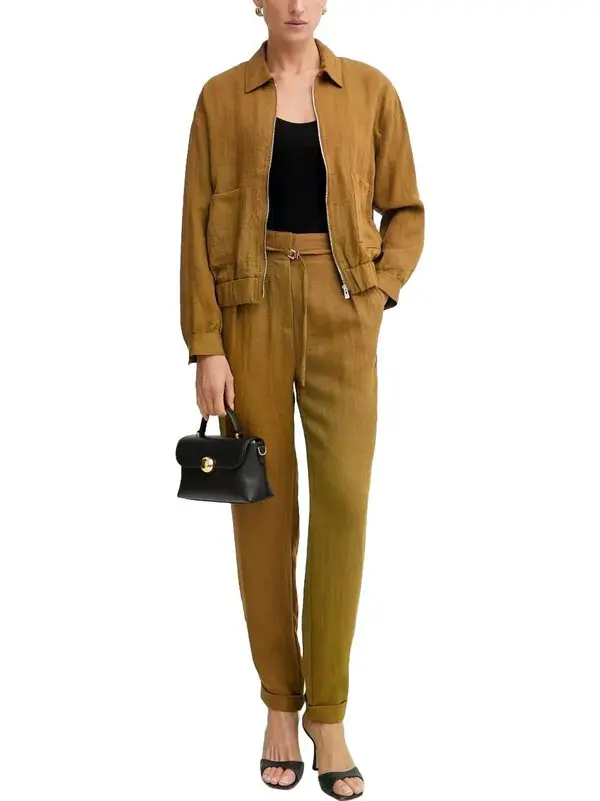 MORGAN Pleated Trousers With Concealed Front Fastening - Brown