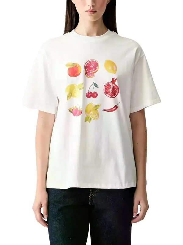 NEVER FULLY DRESSED Fruit Collage" T-shirt - White