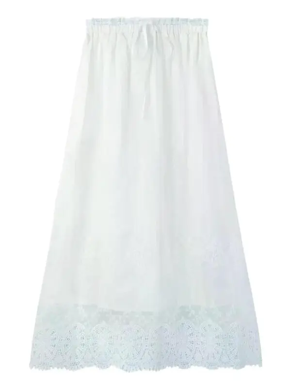 HOUSE OF SUNNY Blossom Lace-trim A-line Maxi Skirt - White
