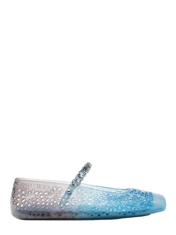 JIMMY CHOO Jelly Ballet Flats With Embellished Strap - Blue