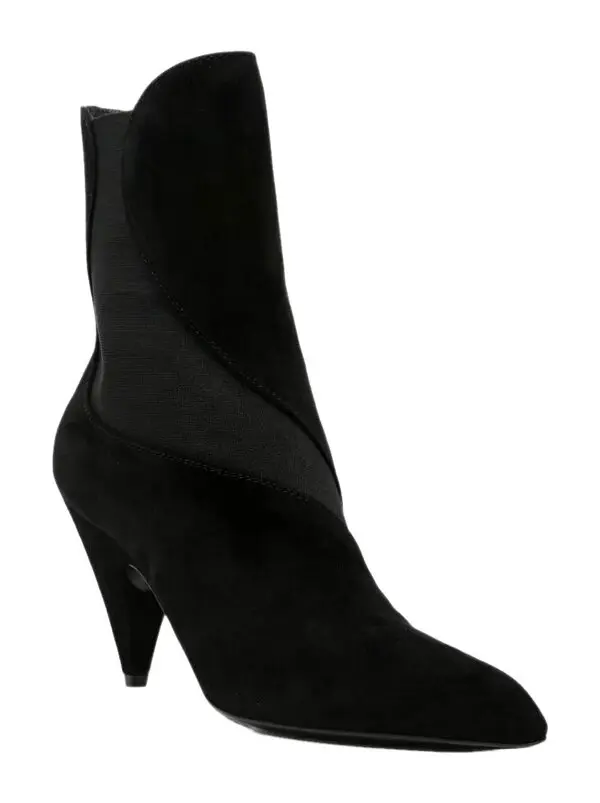 SERGIO ROSSI Mesh-insert Pointed-toe Ankle Boots - Black