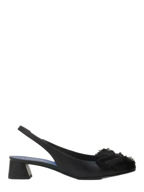 LANVIN Leather Bow Detail Slingback Pumps - Black