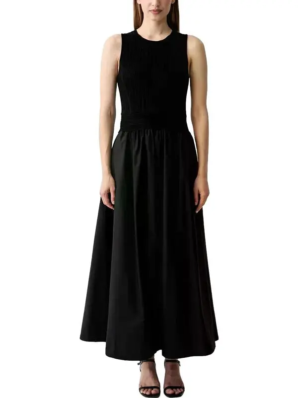 PEDRO DEL HIERRO Ribbed Knit Smocked Midi Dress - Black