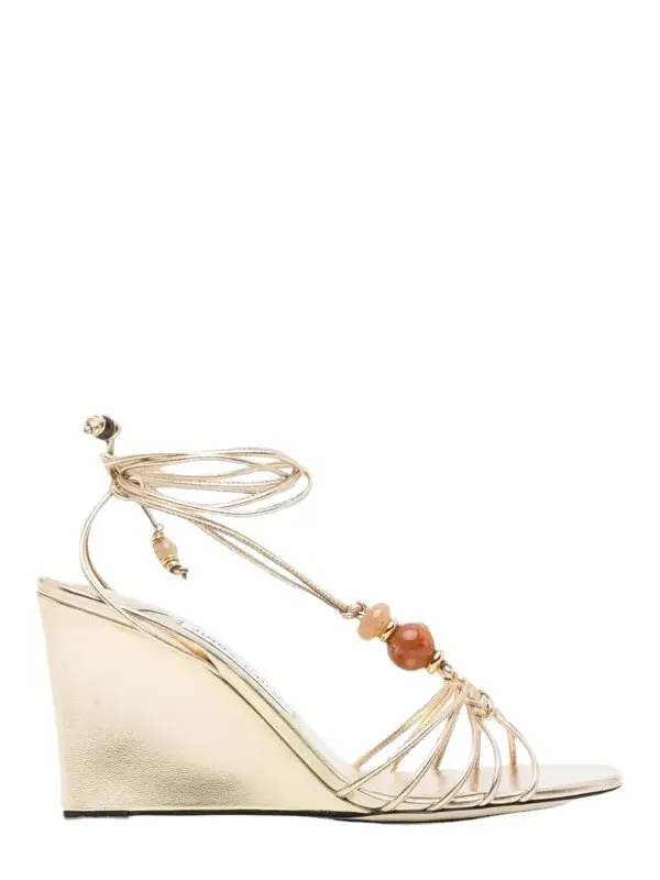 JIMMY CHOO Lova Wedge 85 Sandals - Gold
