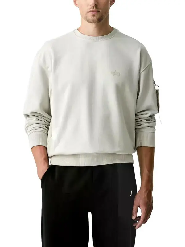 Alpha Industries Logo Embroidered Zip Pocket Sweatshirt - Neutrals