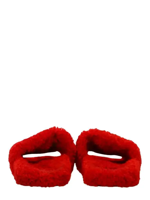 Balenciaga Furry Flat Mules - Red