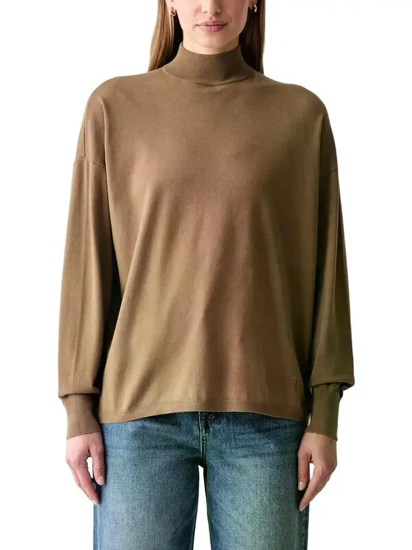 TRUSSARDI High-neck Dropped-shoulder Sweater - Brown