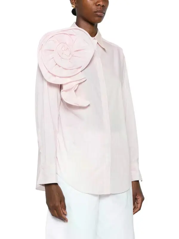 Dorothee Schumacher Floral Appliqué Pinstripe Shirt - Pink