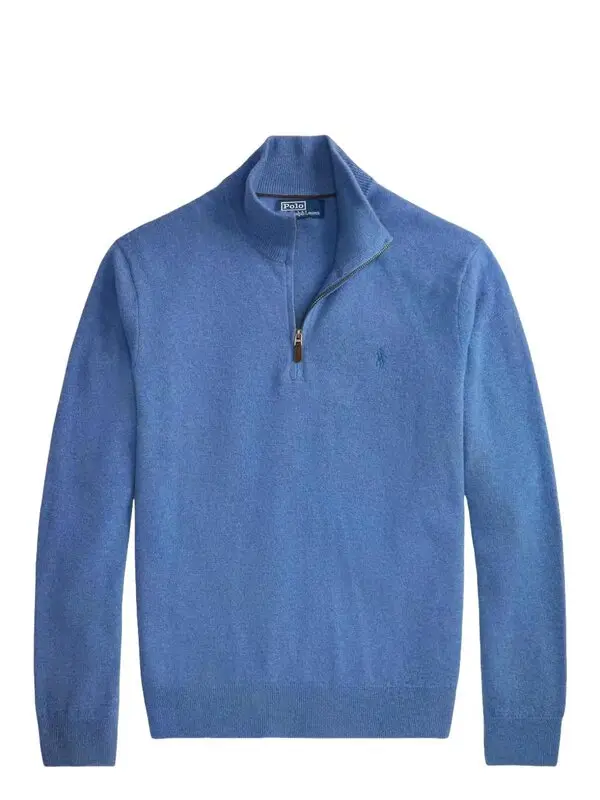 Polo Ralph Lauren Wool Quarter-zip Sweater With Pony Embroidery - Blue