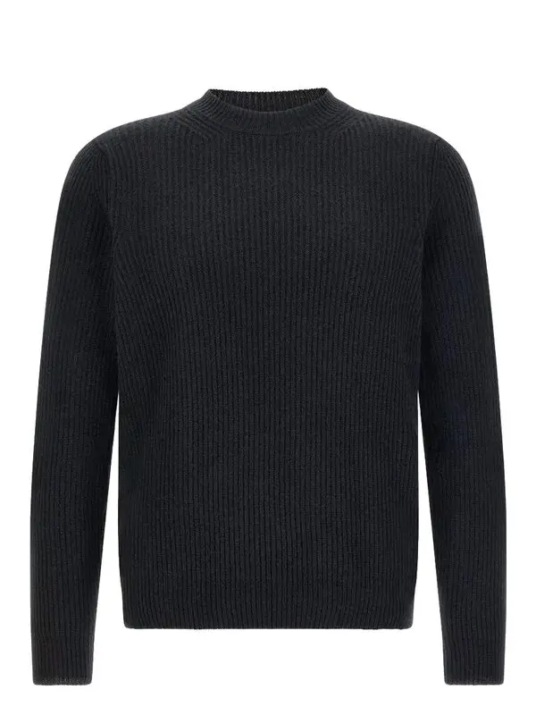 ZANONE Virgin Wool Ribbed Knit Sweater - Blue