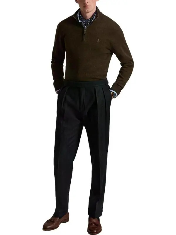 Polo Ralph Lauren Quarter-zip Embroidered Pony Sweater - Brown
