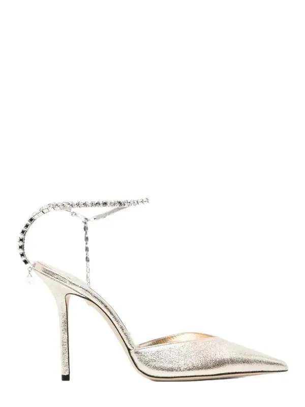 JIMMY CHOO Saeda 100 Metallic Crystal Embellished Pumps - Gold