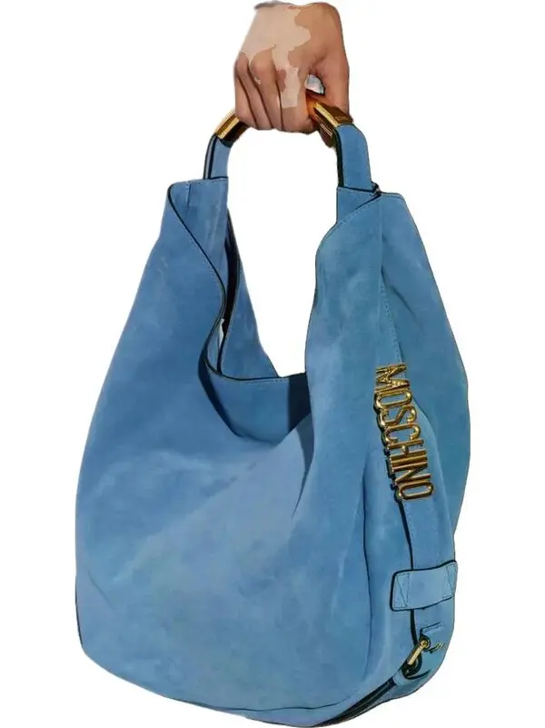 Moschino Medium Handle Me Suede Tote Bag - Blue