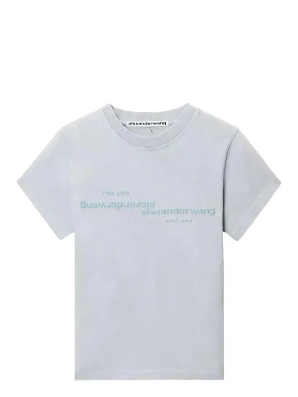 Alexander Wang Cropped T-shirt With Mirrored Logo - Blue