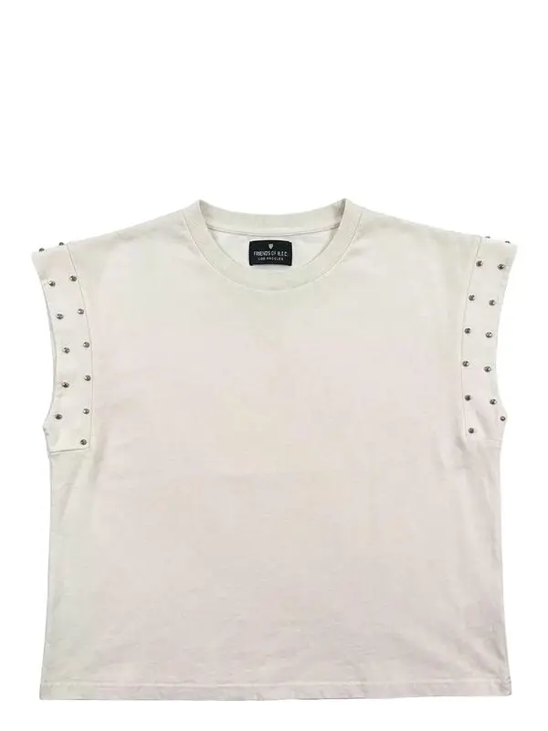 HTC LOS ANGELES Studded Sleeveless T-shirt - Neutrals