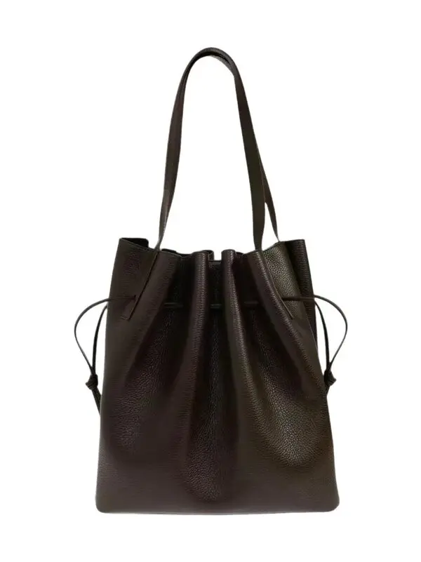 Yuzefi Scallop Leather Tote Bag - Brown