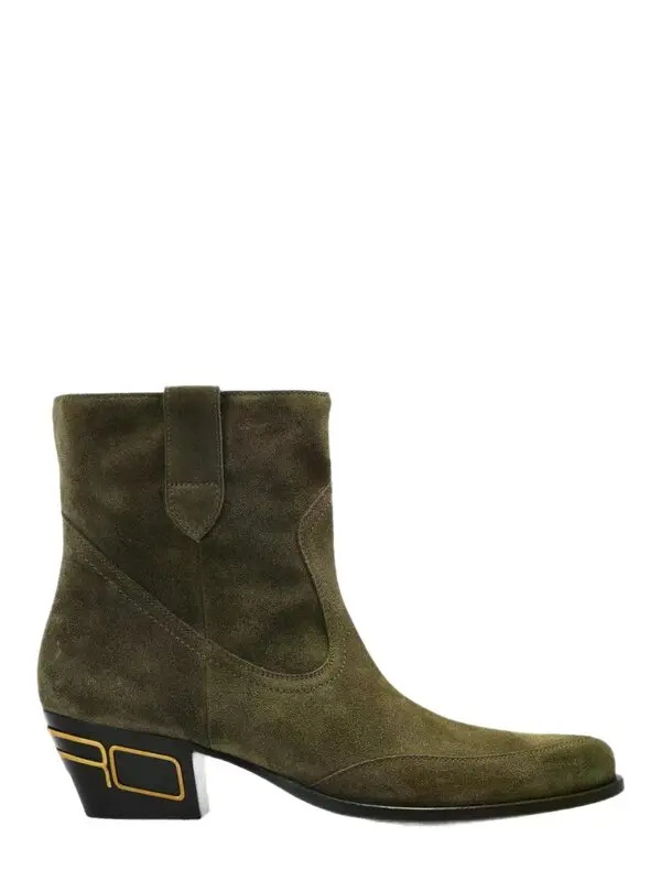 Etro Logo Plaque Suede Ankle Boots - Green