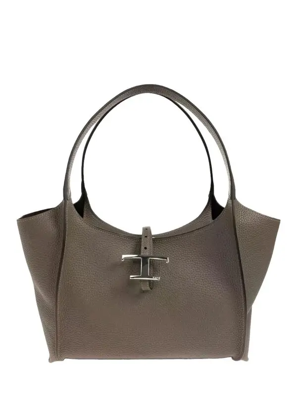 TOD'S Small T Timeless Leather Tote Bag - Grey