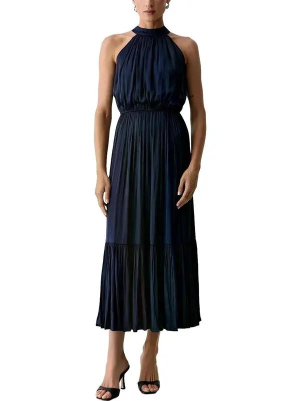 MORGAN Pleated Midi Dress - Blue