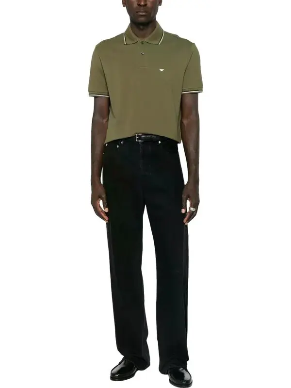 Emporio Armani Logo-embroidered Tipped Polo Shirt - Green