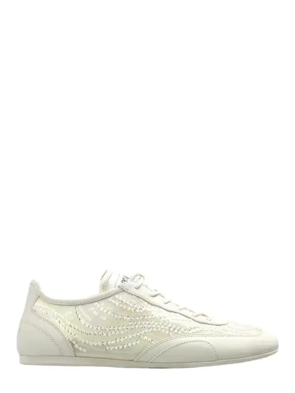 JIMMY CHOO Sunny F Sequin-embellished Sneakers - Neutrals