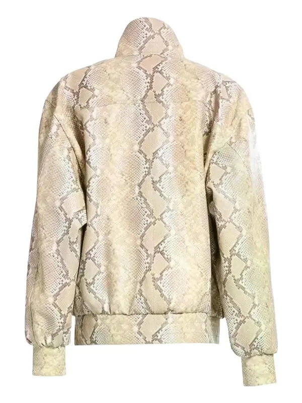 Elie Saab Leather Python-print Bomber Jacket - Neutrals