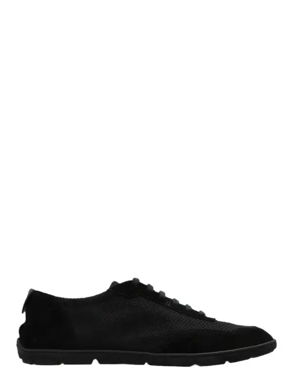 Giorgio Armani Suede Panelled Low-top Sneakers - Black