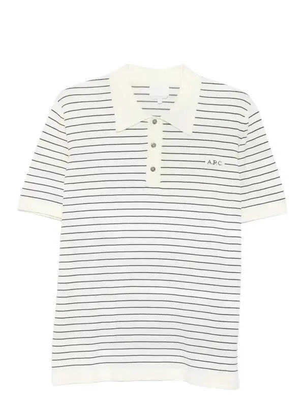 A.p.c. Striped Short-sleeve Polo Shirt - Neutrals