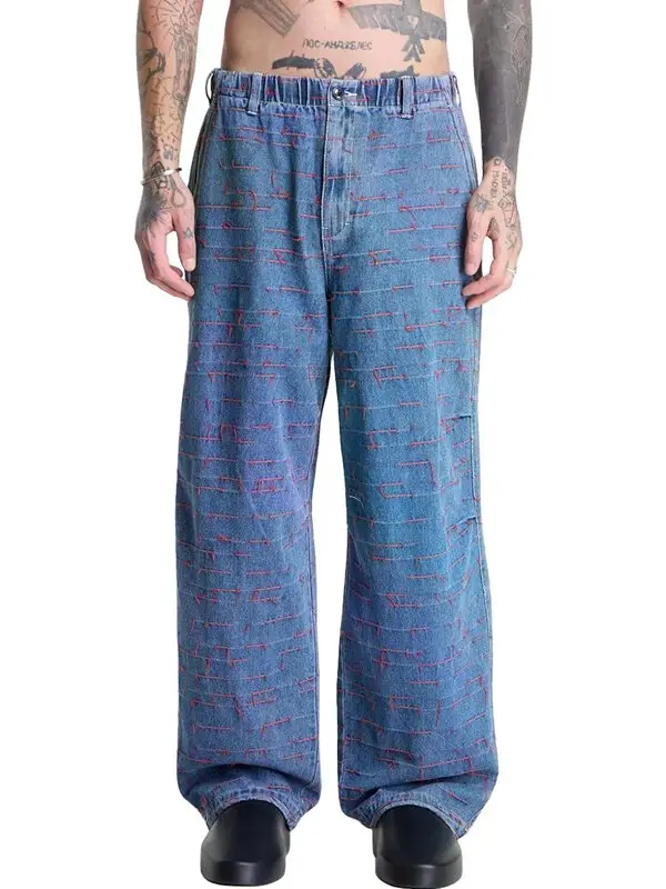 PLEASURES Strokes Parachute Pants - Blue