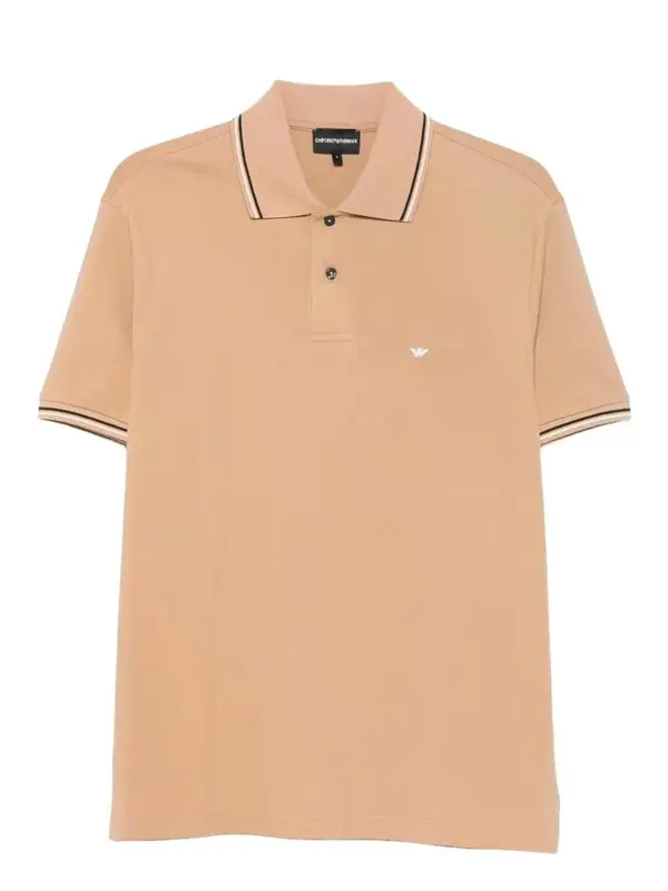 Emporio Armani Logo-embroidered Tipped Polo Shirt - Neutrals